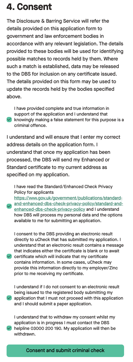 How to Complete an Enhanced DBS Check Application – Zinc work